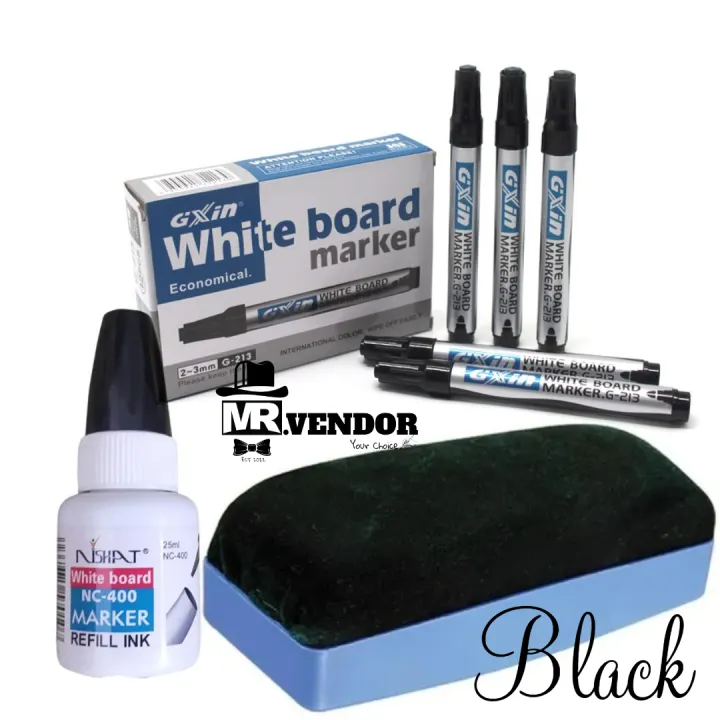 Ink refillable white board marker 12 pcs/ 1pcs duster 1pcs ink combo ...