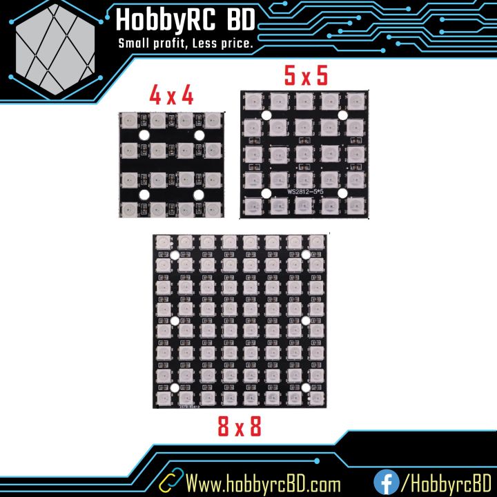 RGB LED Panel Light 16/25/64 LEDs WS2812 for Arduino DIY Kit | Daraz.com.bd