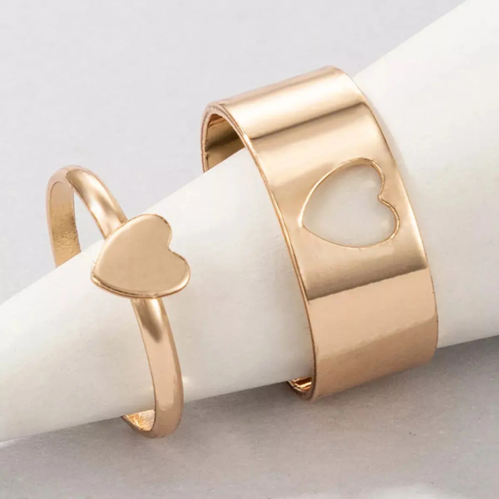 2pcs set Simple Open Rings Set Love Couple Rings | Daraz.com.bd