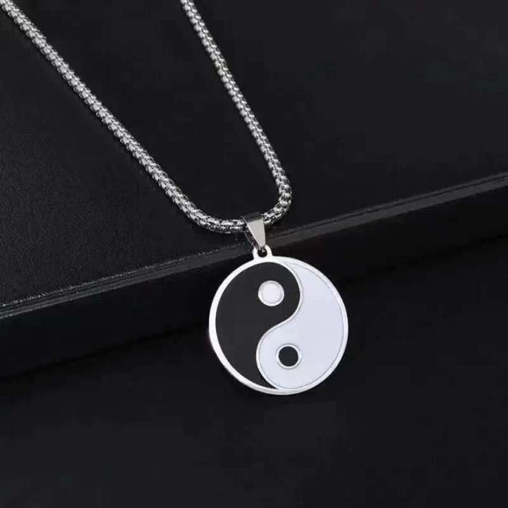 Simple Titanium Steel Yin Yang Pendant Chain For Men | Daraz.com.bd