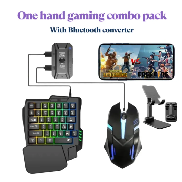 Mobile Gaming RGB Keyboard & Mouse Converter Combo Support For Android ...