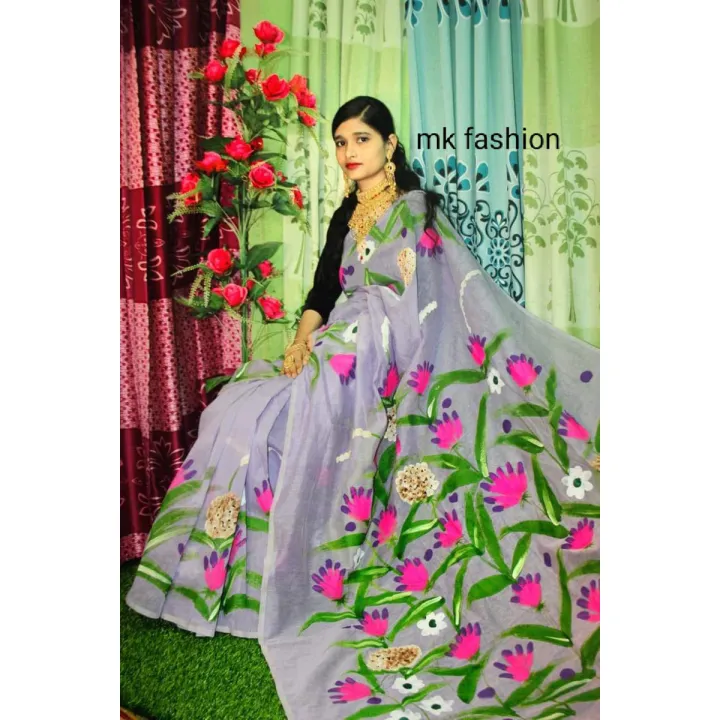 Half Silk Hand Print Sharee | Daraz.com.bd