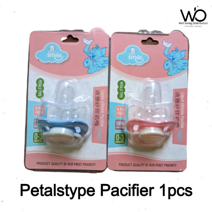Baby Smile Petals Type Liquid Silicone Pacifier 1pcs - Blue & Pink ...
