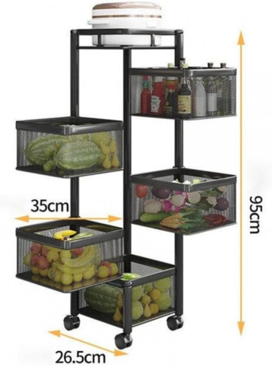 YIBIN Rotating Storage Rack, Multi-Layer Kitchen Storage Shelf with ...