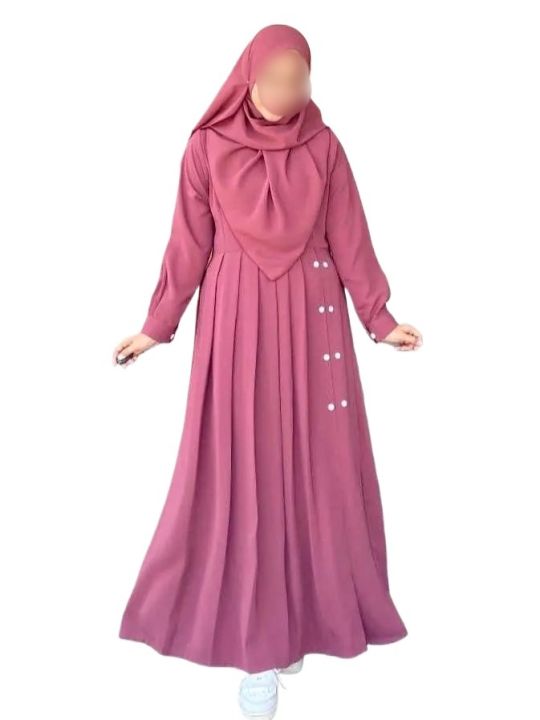 Dubai cherry fabric Indonesian style button borka with hijab for women ...