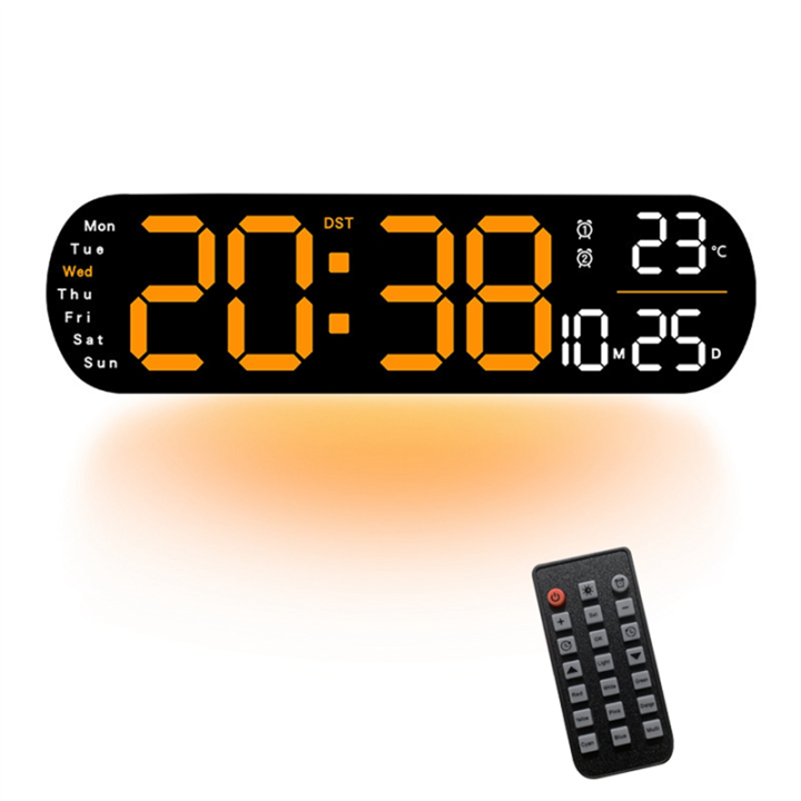 LCD Digital Alarm Clock Multifunction Large LED Wall Clock Display with Alarm, Temperature ...