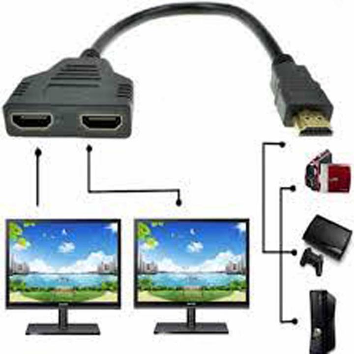 High Quality HDMI Splitter Cable 1 Male To Dual HDMI 2 Female Y ...