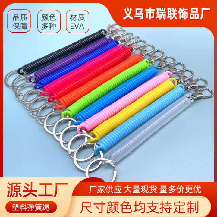 Plastic rope keychain extendable anti loss rope spring pendant chain ...