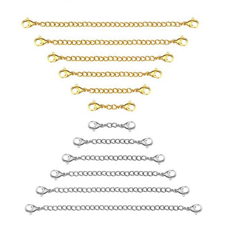 12Pcs Chain Extender, 6 Sizes Stainless Steel Bracelet Extension ...