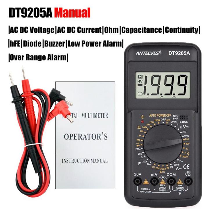 Professional Digital Multimeter Digital DMM DC Voltage Current Ohm ...