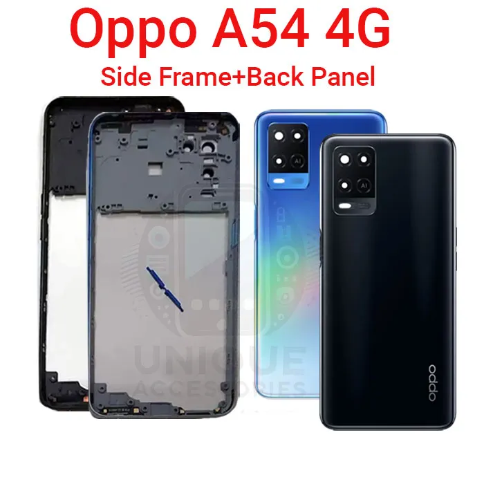 For Oppo A54 4G Side Frame + Back Panel Housing + Camera Glass Back ...