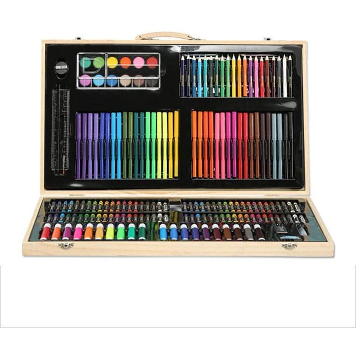 180 Pieces Art Set Drawing Painting Set Wood Box Drawing Supplies ...