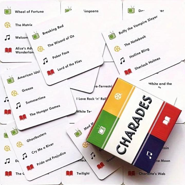 50 Cards Charades Game Portable Camping and Holiday Games for Adults ...