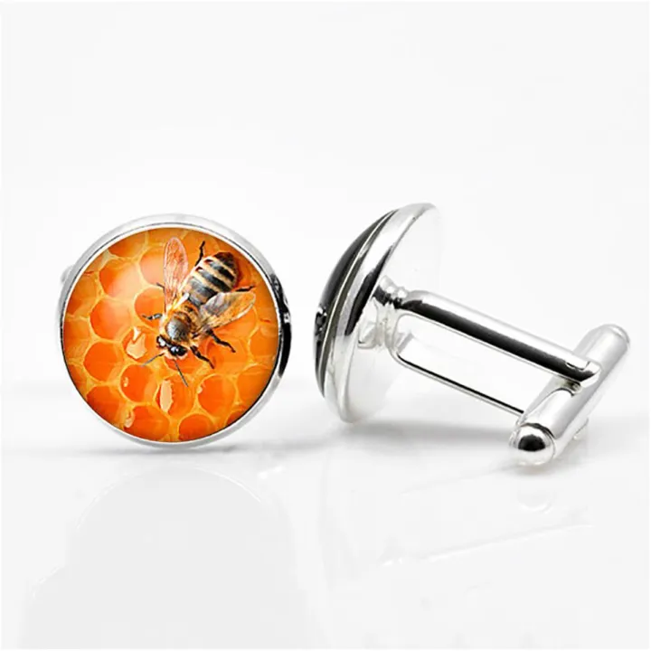 【happy one】Honey Cufflinks Plated Bee Cuff Links Accessories for Men ...
