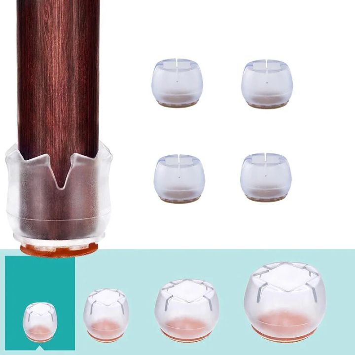 4pcs Silicone Table Chair Leg Cap Pad Non-slip Table Feet Cover Floor ...