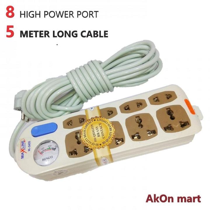 Multi plug 8 way power socket outlet Maxline Heavy Duty With 5M Cable ...