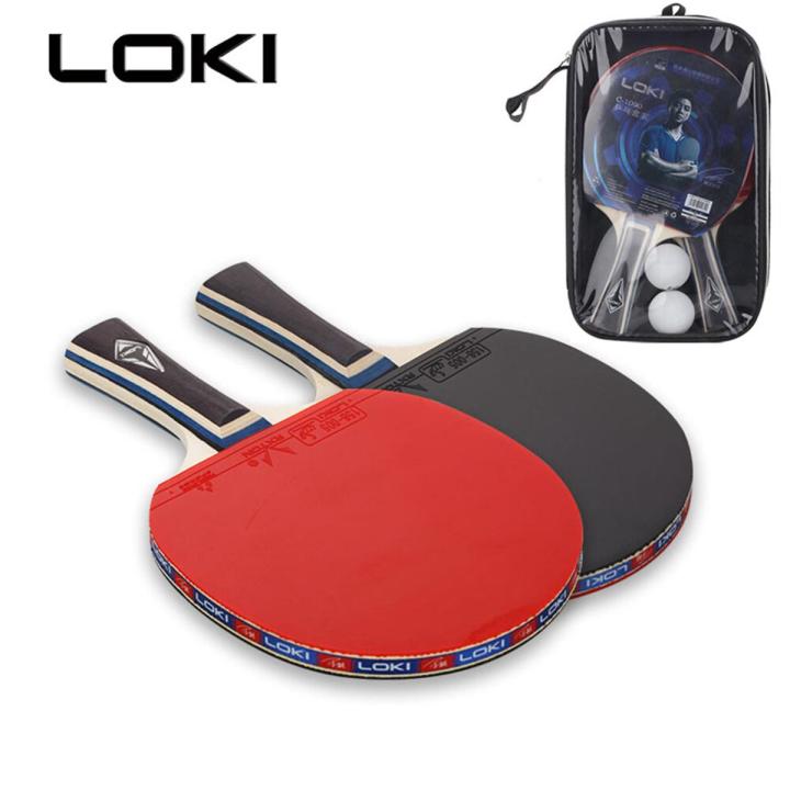 Pair Table Tennis Bat Racket Pimples In Long Short Handle Ping Pong Paddle Racket Set With Bag 3 ...