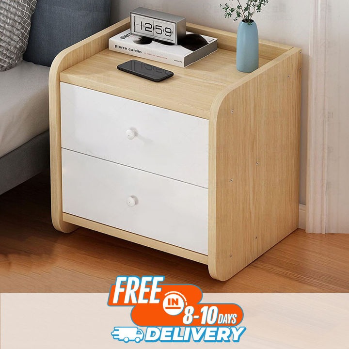 RK MDF Exclusive Bed Side Table With Drawers Beech White Finish | Daraz ...