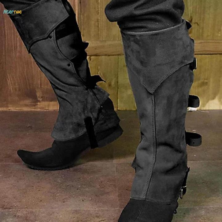 Costume Boots Covers Faux Leather Gothic Punk Leg Guards Waterproof ...