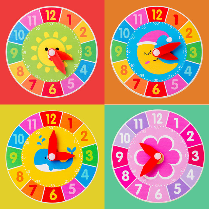 Kindergarten Wooden Clock Teaching Aids Clock Learner Children's Clock ...