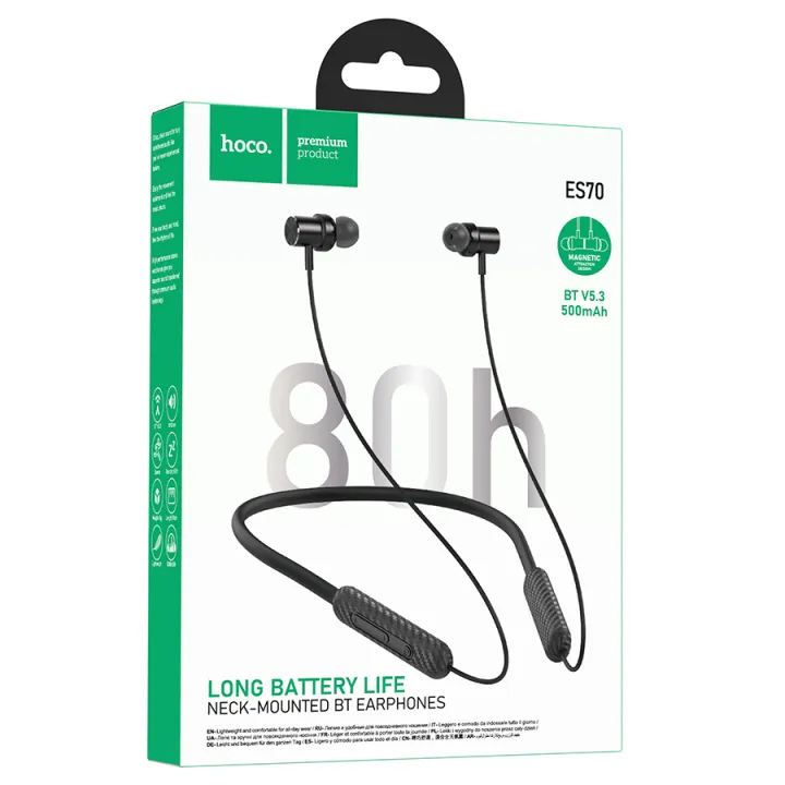 Hoco ES70 Armour Bluetooth Neckband 80hours Battery Neckband Bluetooth ...