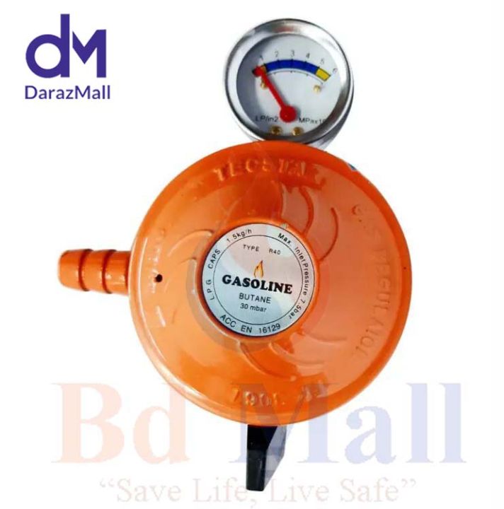 LPG 22 mm Gas Regulator With Meter Display And 2Pieces Adjustable Clamp ...