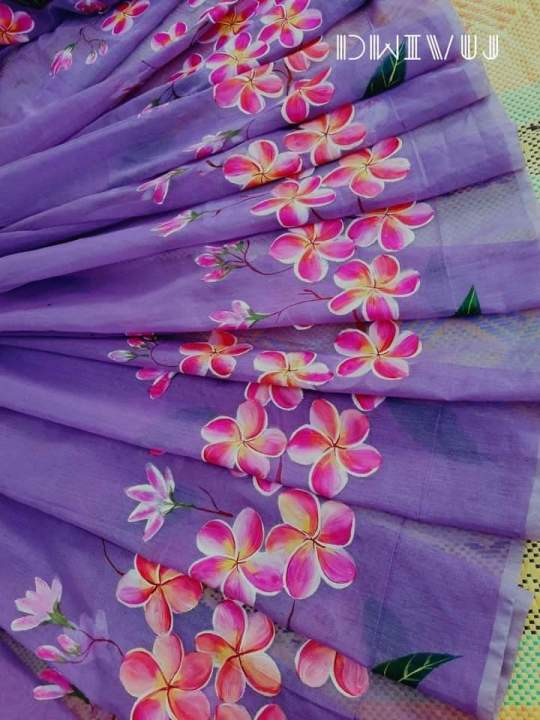 Exclusive Designer Hand Print Resom silk Saree / Resom suti Saree Super ...