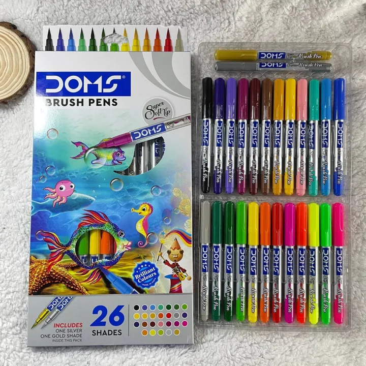 DOMS Brush Pen Box Pack Flexible & Soft Tip That Gives Water Color ...