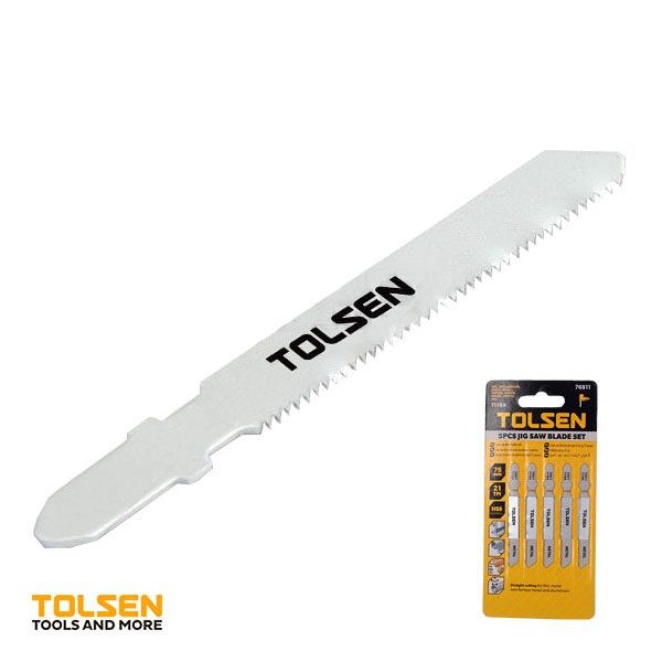 TOLSEN 5Pcs Jigsaw Blades Set T118A (Metal) (75mm 21 TPI) For Thin ...
