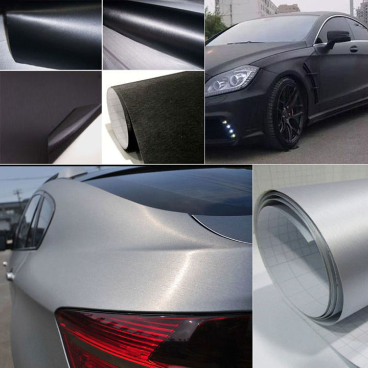 FG 152cm 12" x 60" Brushed Aluminum Vinyl Film Metallic Wrap Sticker ...