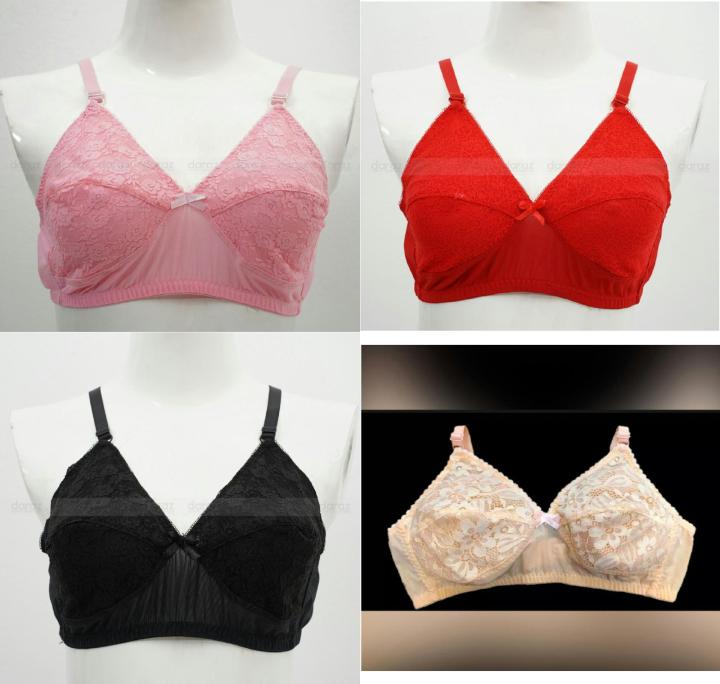 3 Piece combo pack Net Soft Bra Comfortable Skin Friendly Stylish Bra ...