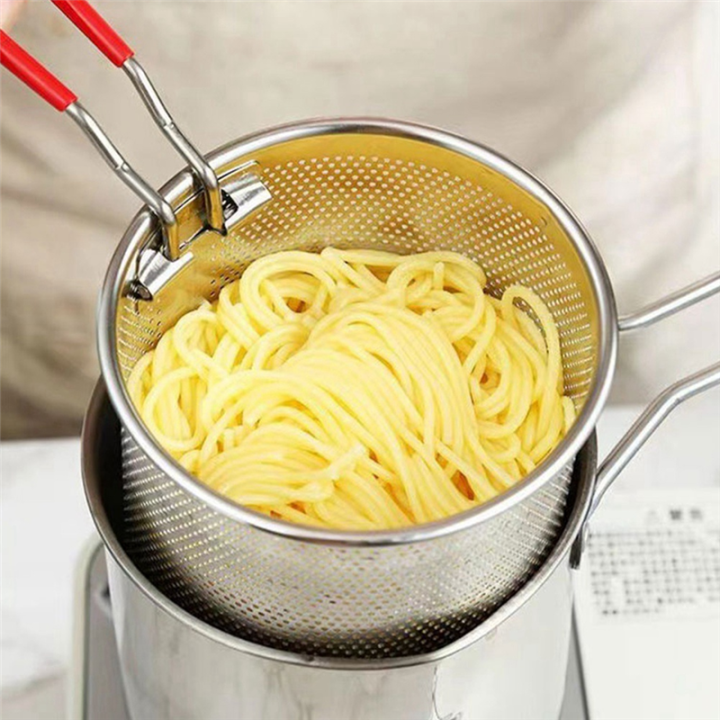 Deep Frying Pot 304 Stainless Steel Kitchen Fryer With Strainer Tempura ...