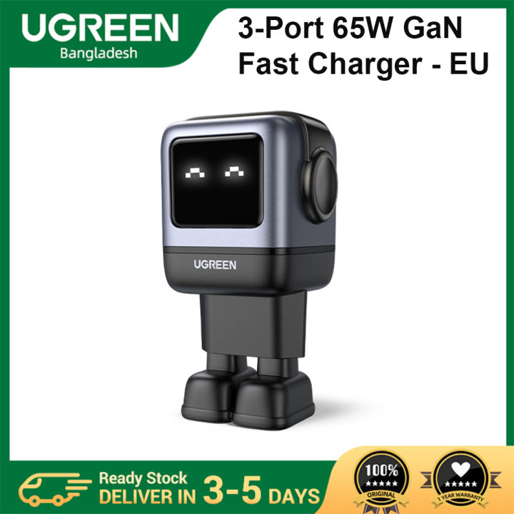 UGREEN Nexode RG CD361 3-Port 65W GaN Fast Charger - EU - Black/Purple ...