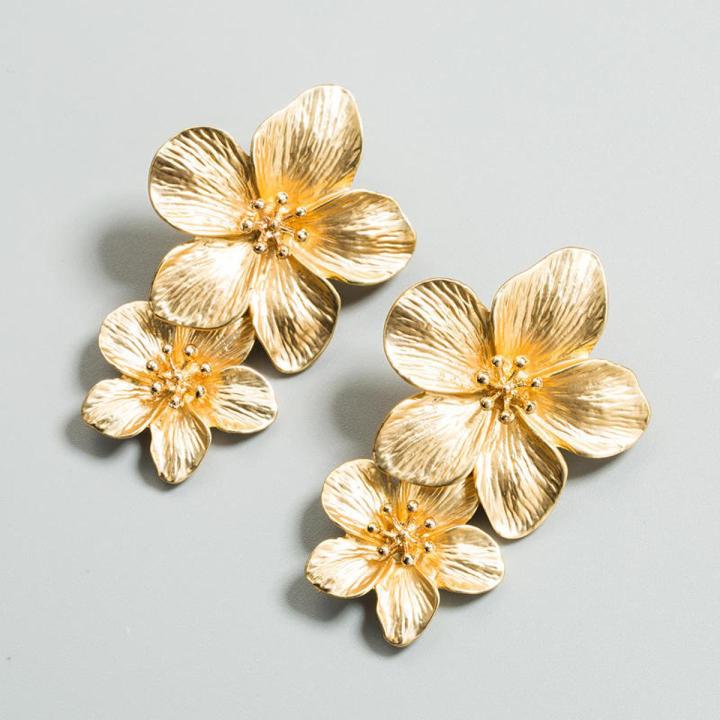 Trendy Flower Stud Earrings for Girls Simple Stylish/ Multicolor Double ...