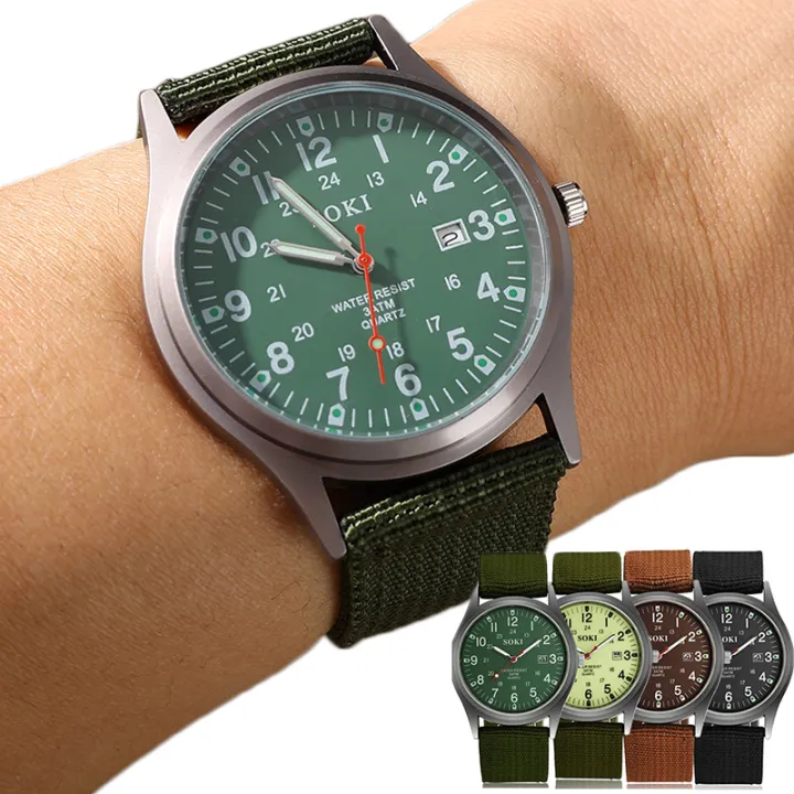 2023 NEW SOKI Men Canvas Watch Luxury Calendar Quartz Watch Nylon Strap ...