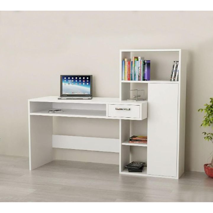 BM Furniture MDF Study Table with Hutch & Bottom Storage - Office Desk ...
