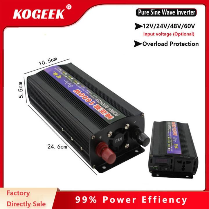 KOGEEK 1600W Pure Sine Wave Inverter Converter Solar Car Inverters With ...