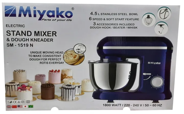 4.5 Liter Miyako Electric Stand Mixer 1800Watt | SM-1519 N | Daraz.com.bd