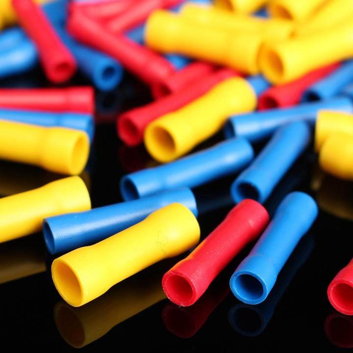 50Pcs Insulated Straight Butt Connectors - Electrical Crimp Terminals ...