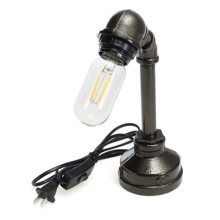 Industrial Iron Pipe Desk Table Lamp Vintage Light Fixture Steampunk ...