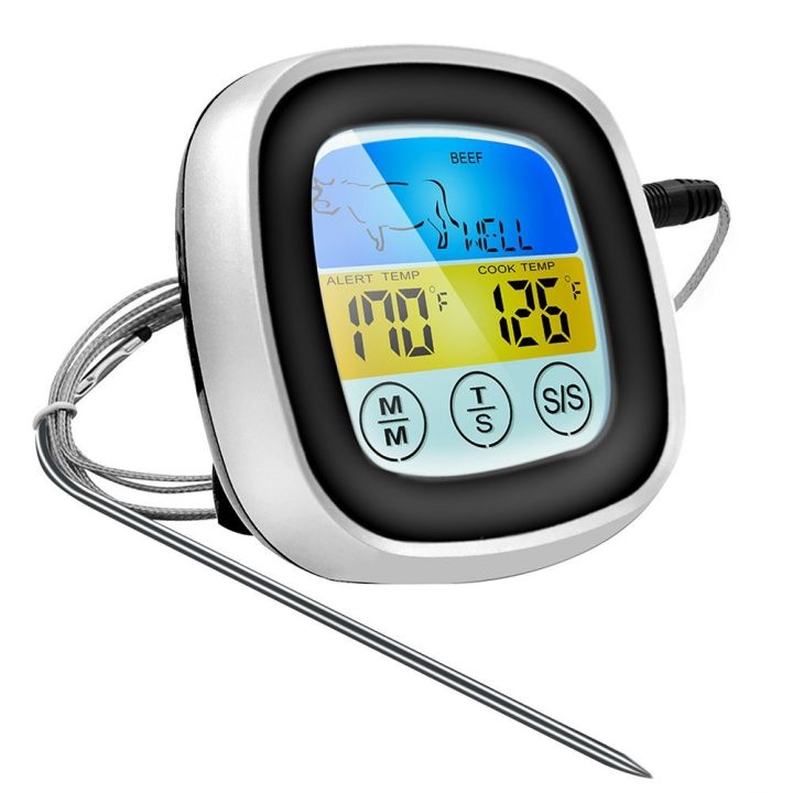 Digital Kitchen Thermometer Probe Color Touch Screen Meat Barbecue Food ...