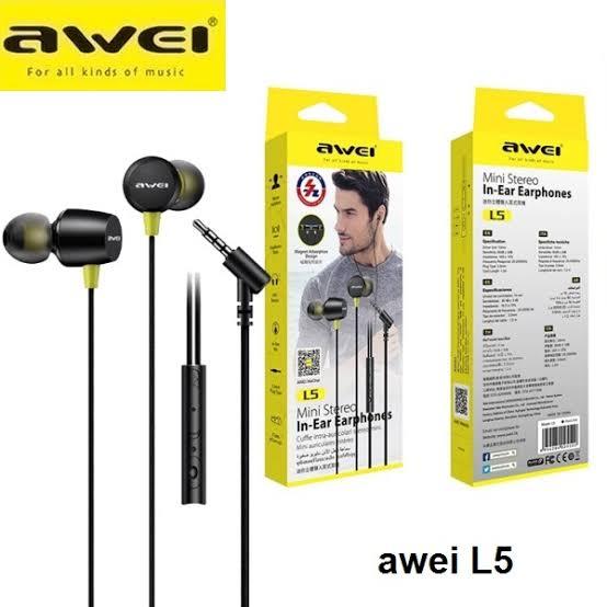 Awei L5 In-ear Sport Headphone 3.5mm Mobile Wired Earphones Mini Stereo ...