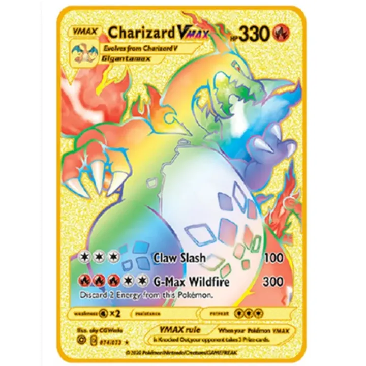 2021New Pokemon Card Charizard Vmax Pokemon Go Vmax Shiny Gold Metal ...