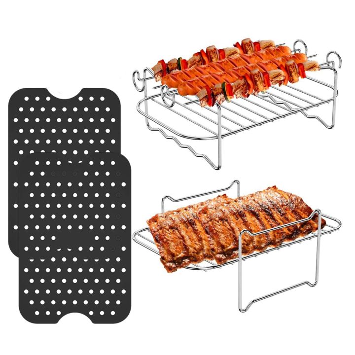 Air Fryer Rack Stainless Steel Grilling Rack Multi- Air Fryer with 4 ...