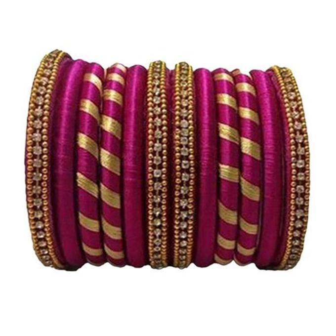 Purple Silk Thread Bangles For Women - 12pcs | Daraz.com.bd