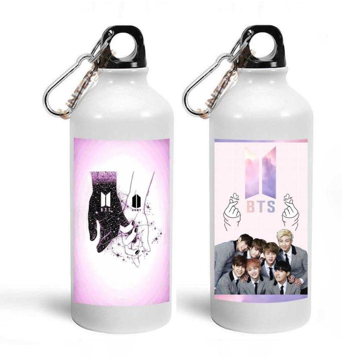 Music Band Bts Logo Purple Galaxy With Bts Member Printed Water Bottle ...