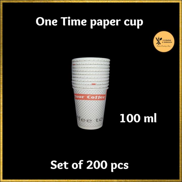 200 PCS One Time Paper Glass, Paper Cup, Water, Tea, Coffee Cup 100 ml ...