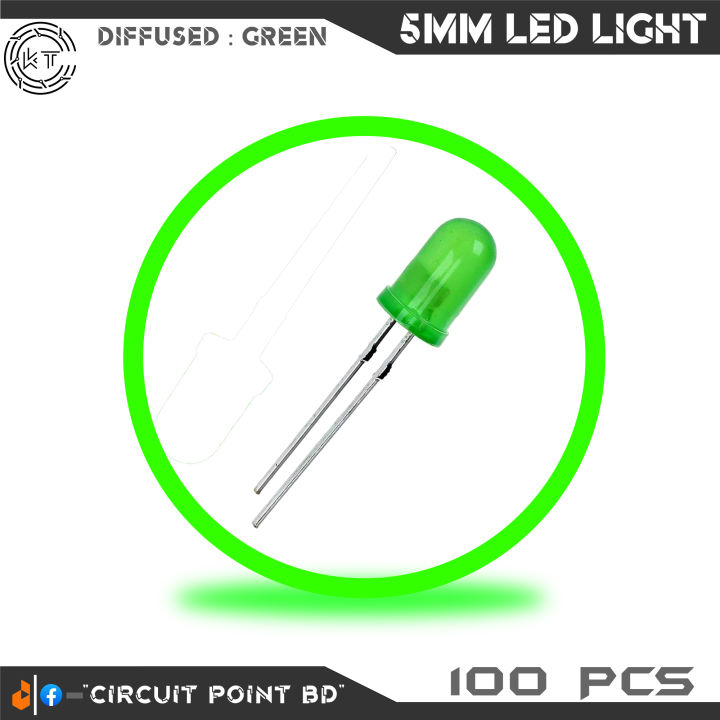 100Pcs -DC 5mm Green LED Light Round Transparent (Bright) 100 Pcs Pack ...