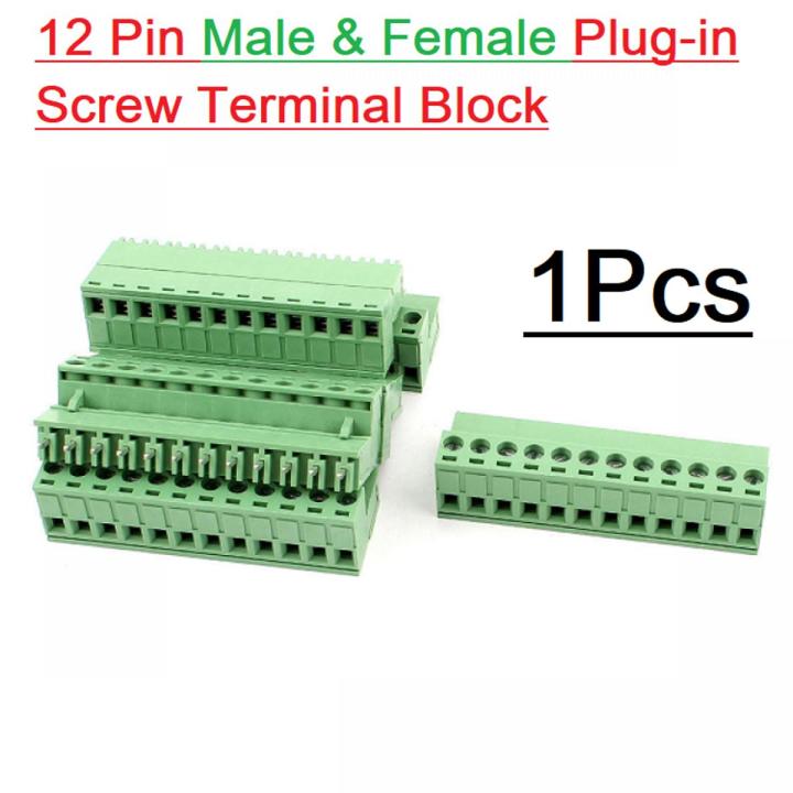 12Pin RIGHT Angle GREEN Color MALE & FEMALE Screws Terminal Block 12 Pin 5.08mm Pitch Male ...
