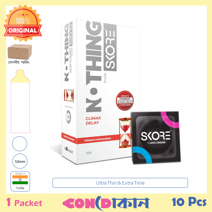 SKORE NOTHING Thinnest Climax Delay Condom with 5% Benzocaine Indian 1 ...